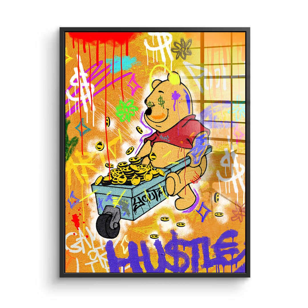 Premium Acrylic Glass Art - HU$TLE BEAR - Earn money