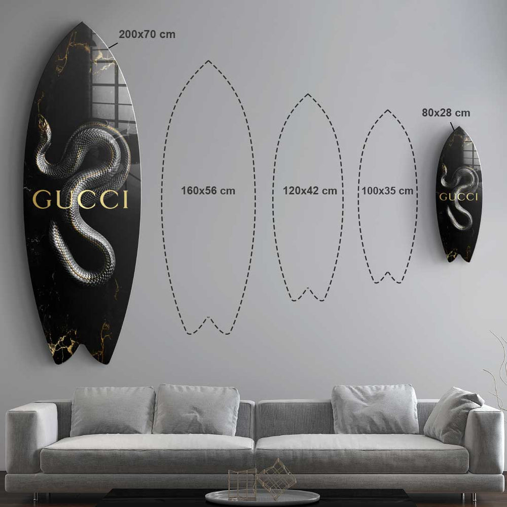 Surfboard Acrylglasbild Motiv Gold Schwarz elegant - Luxury Snake - Gu