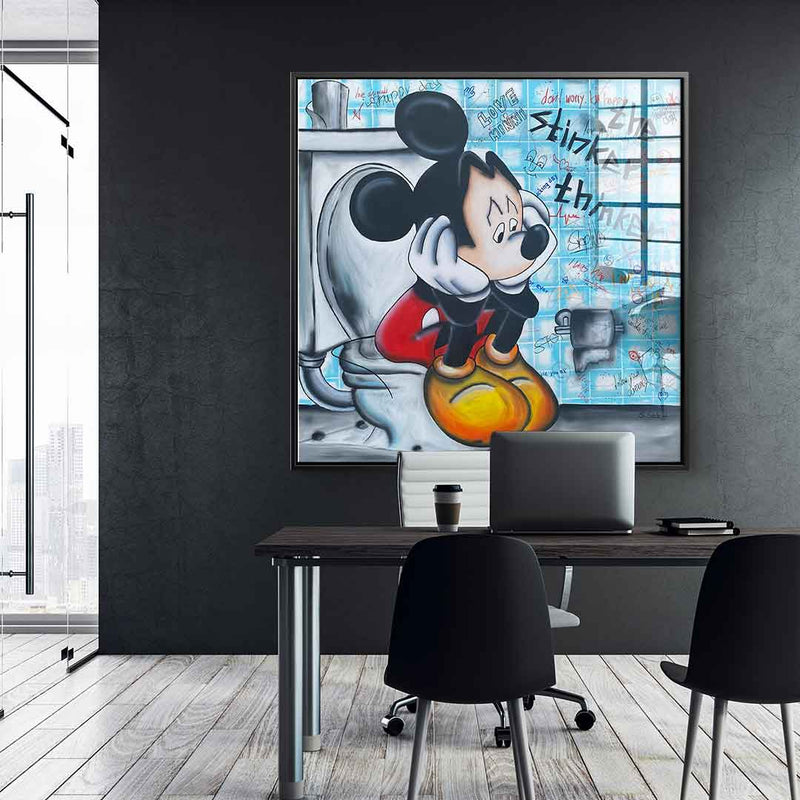 Acrylglasbild The stinker Thinker Comic Maus Comic Maus Mouse Bad designed