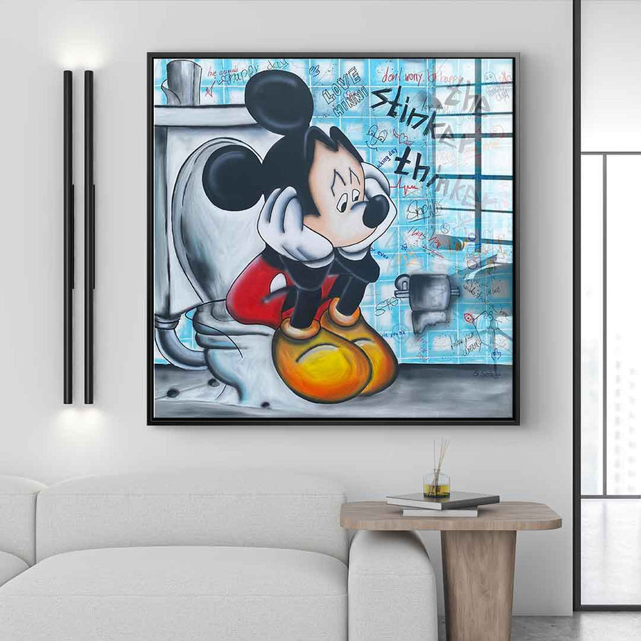 Acrylglasbild The stinker Thinker Comic Maus Comic Maus Mouse Bad designed