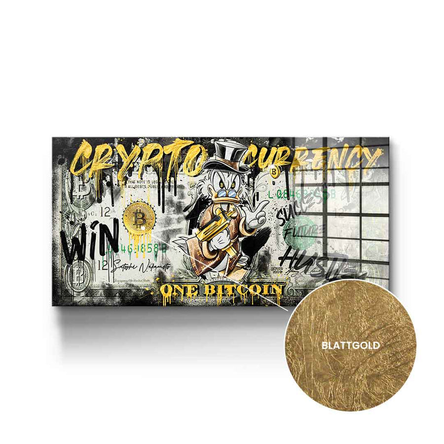 Blattgoldbild CRYPTO DUCK - Dagobert Duck - Bitcoin