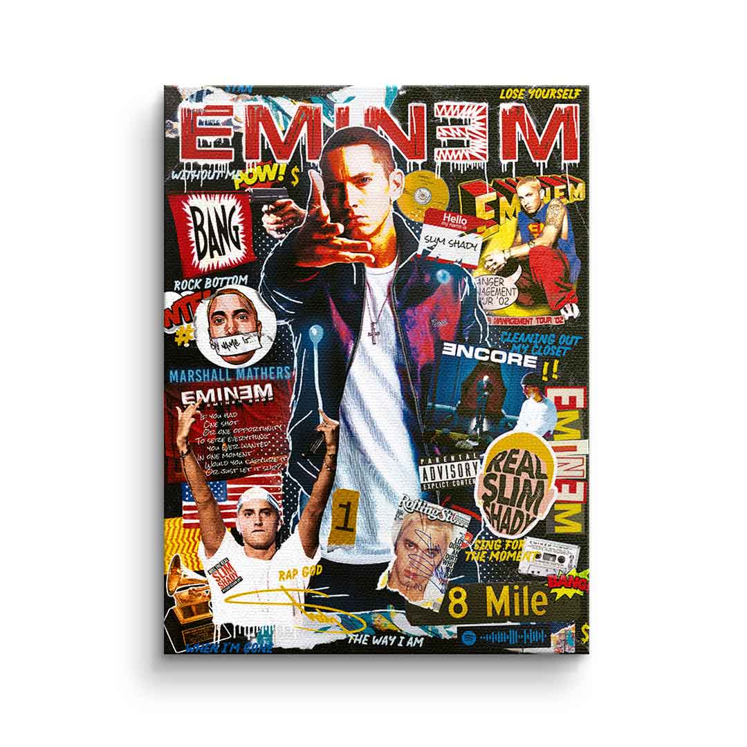 Canvas Art Eminem Pop Art collage with premium frame DOTCOMCANVAS