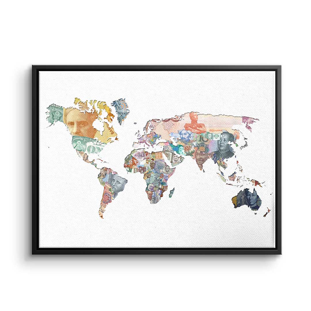 Premium Leinwandbild - Pop Art - Geld Regiert Die Welt White Edition