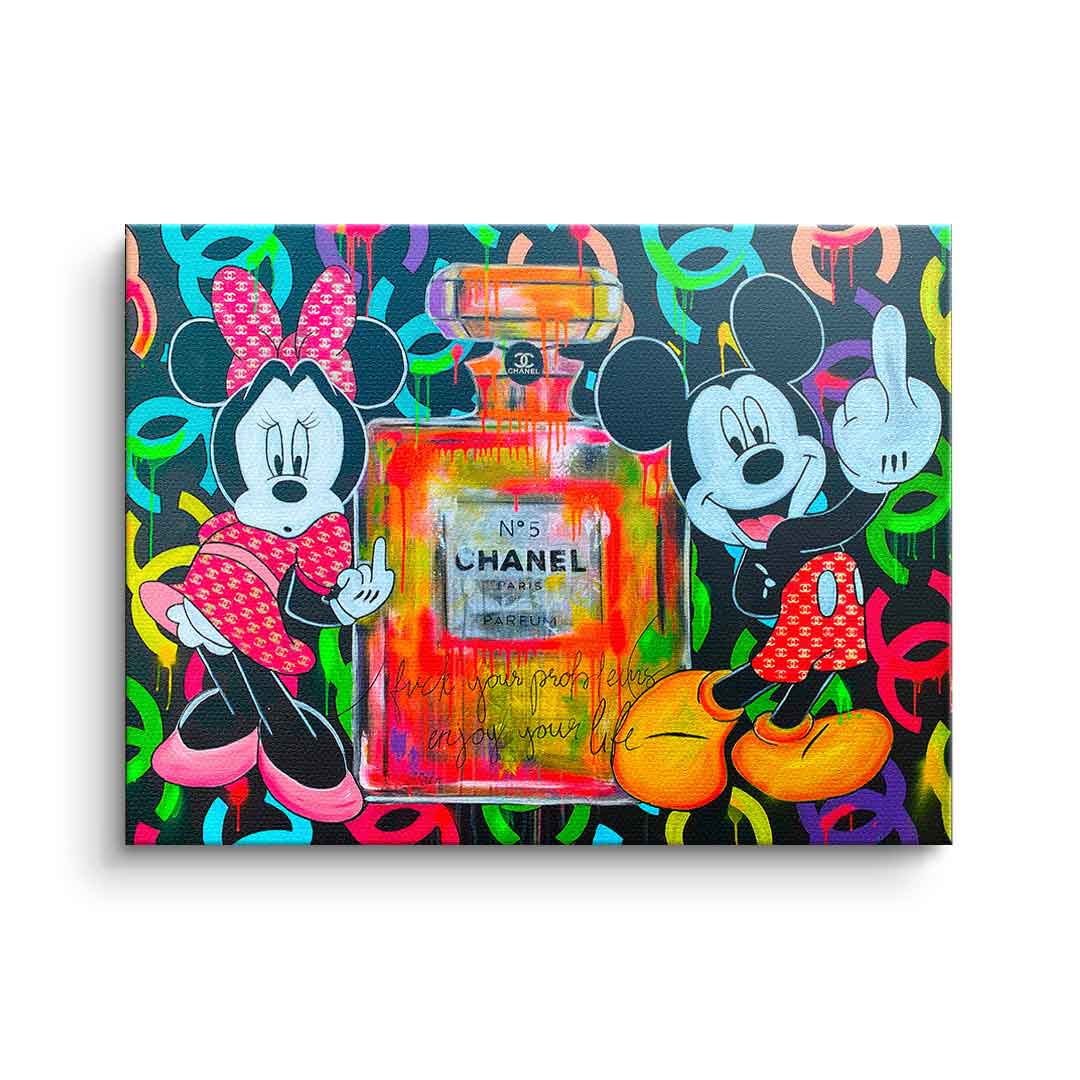 Mickey Mouse Canvas Art Minnie Mouse Comic enjoy your life Chanel N° 5