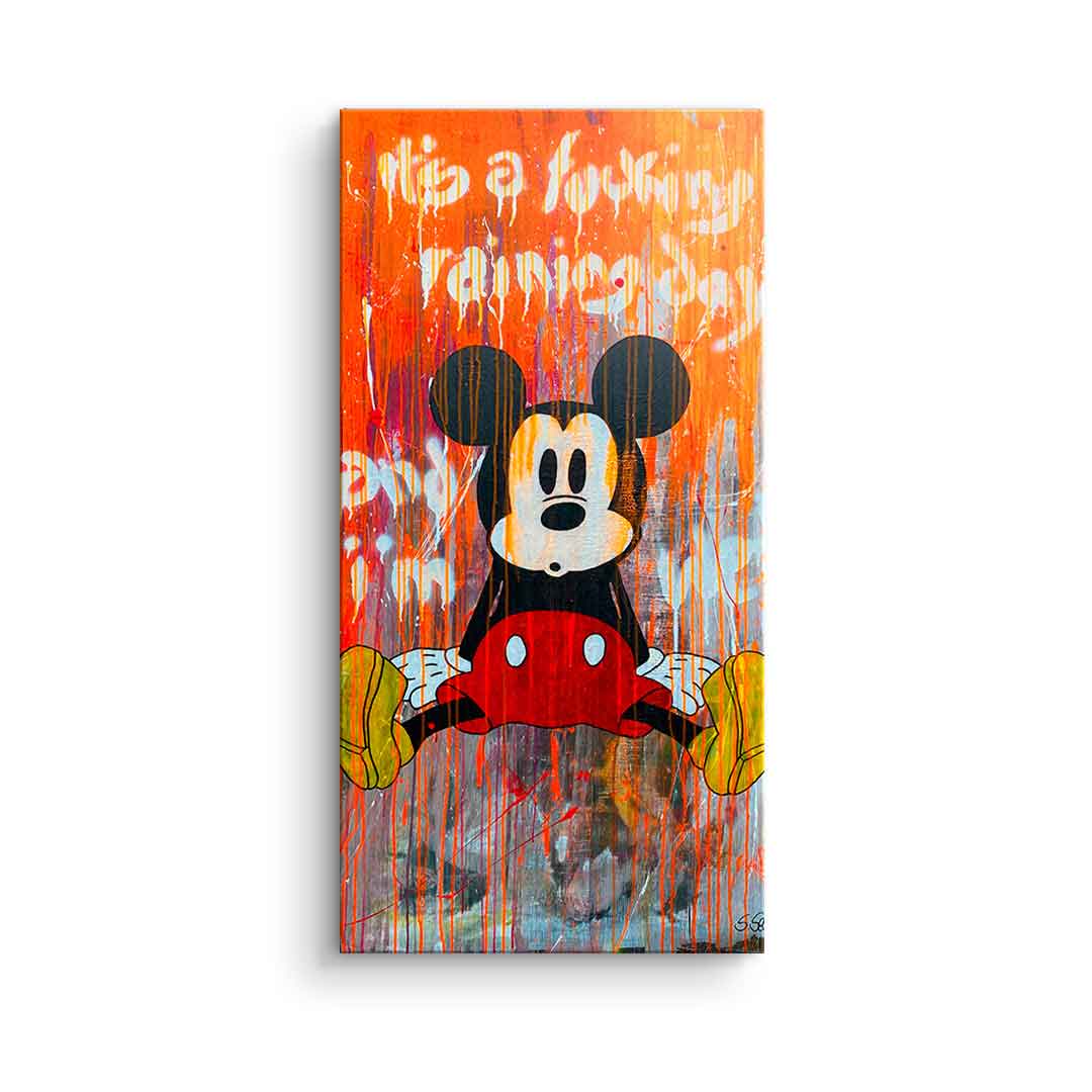 Comic Mouse Canvas Art Panorama upright Raining Day Comic Pop Art